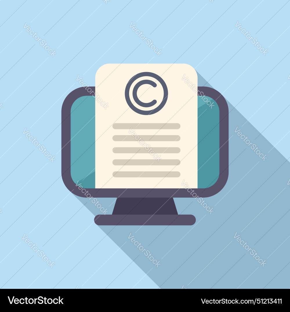 Smart copyright protection icon flat Royalty Free Vector