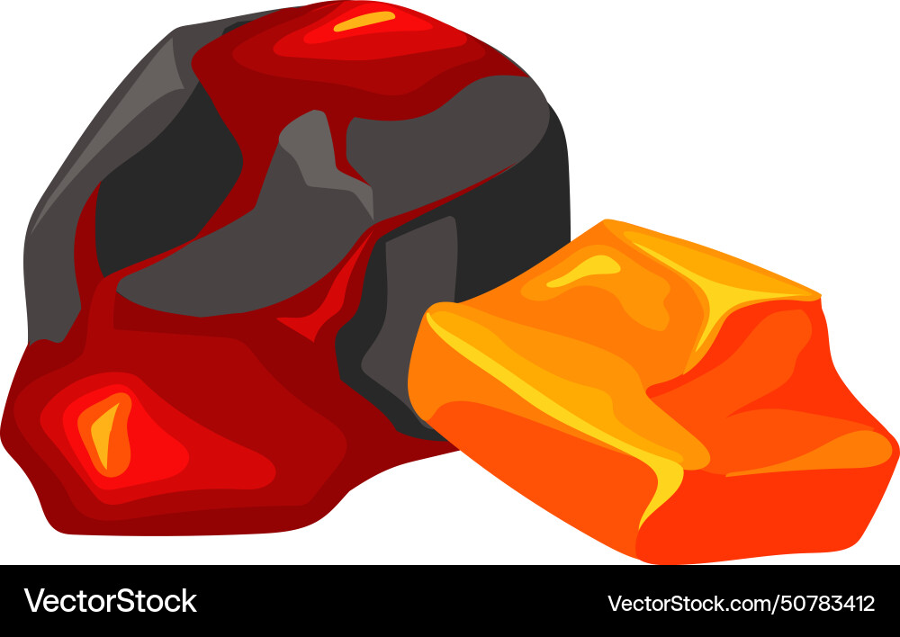 Burnt charcoal cartoon fire burning coal icon Vector Image
