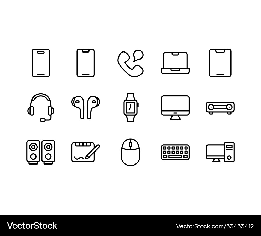 Gadgets and electronics icon pack Royalty Free Vector Image