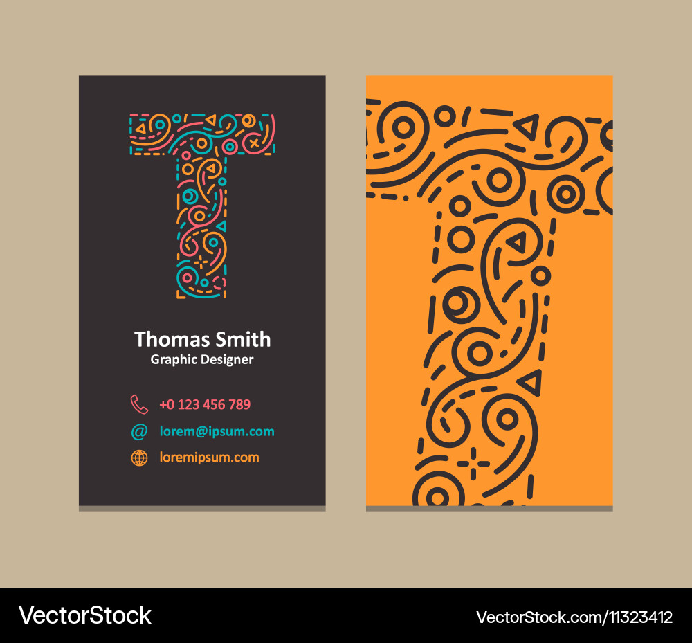 Letter t logo business card Royalty Free Vector Image