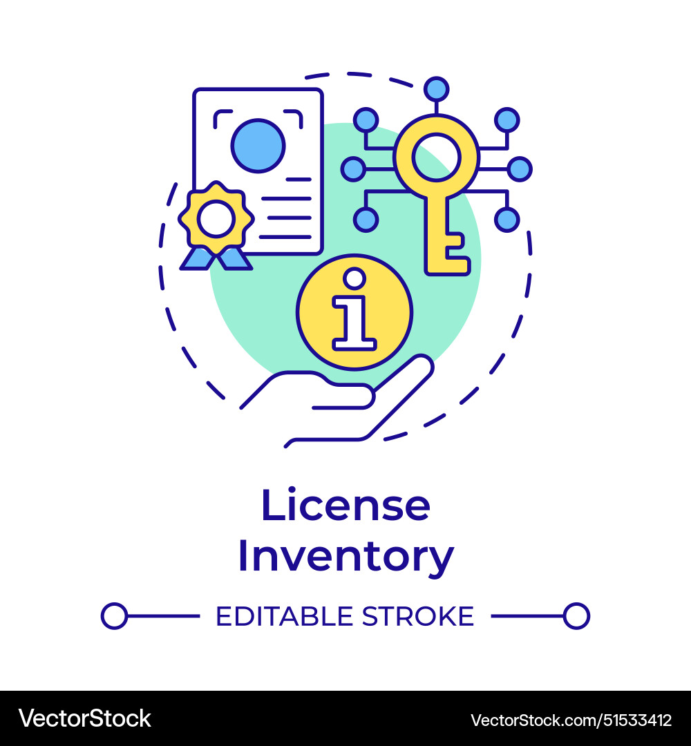 License inventory multi color concept icon Vector Image