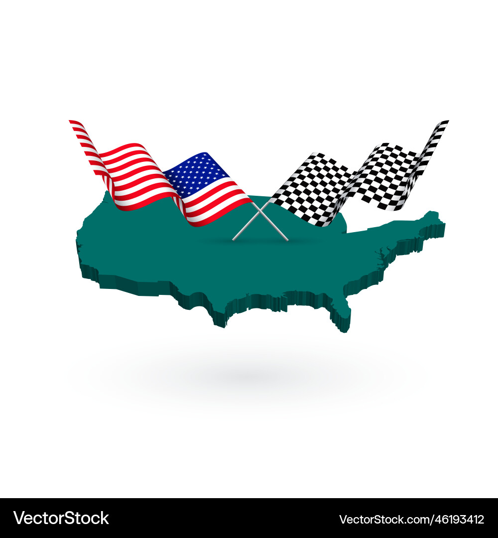 Usa race track map flags Royalty Free Vector Image
