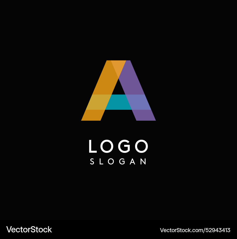 Colorful geometric letter a with overlapping Vector Image