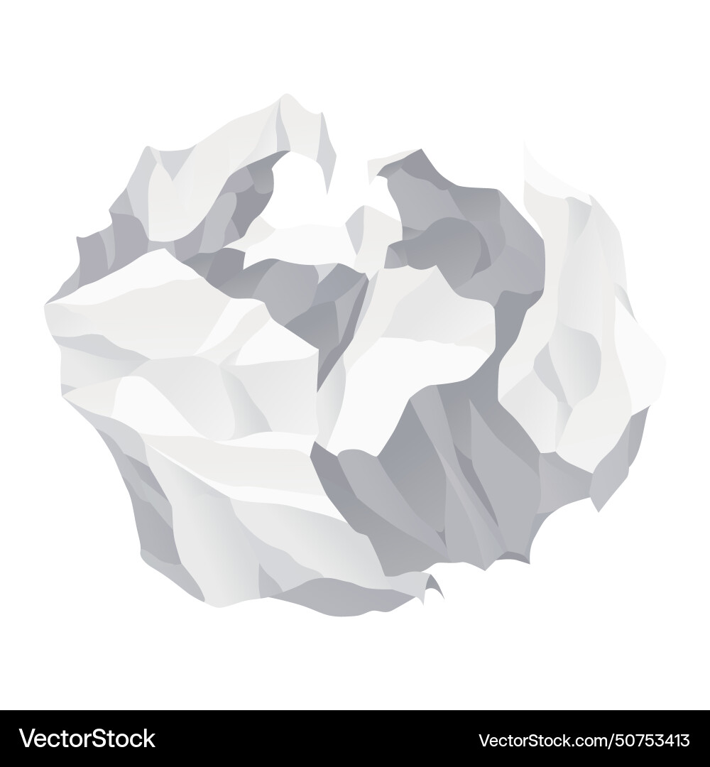 Crumpled paper ball icon realistic garbage bad Vector Image