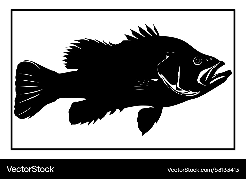 Grouper fish logo template silhouette Royalty Free Vector