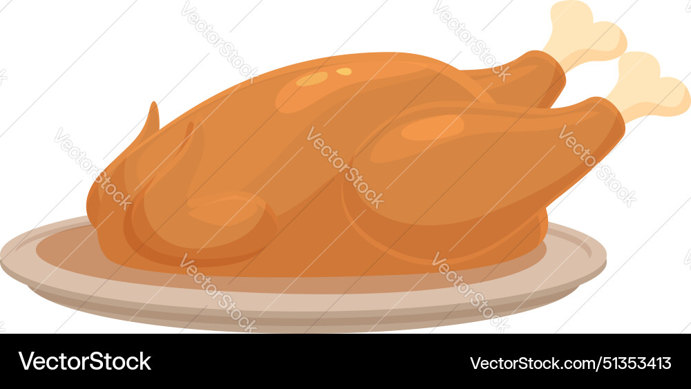 Roasted chicken on plate Royalty Free Vector Image