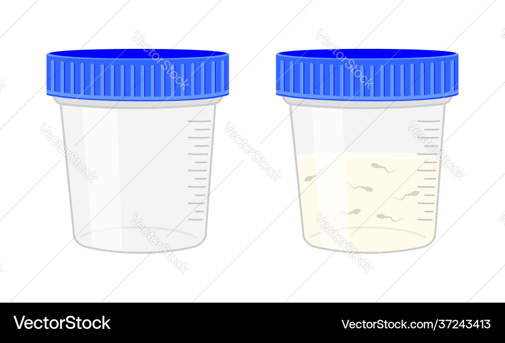 Semen analysis sperm sample plastic container Vector Image