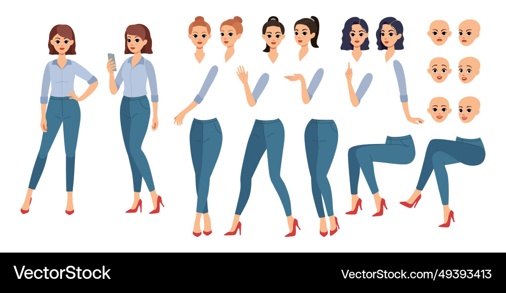 Woman character 2d people person head Royalty Free Vector