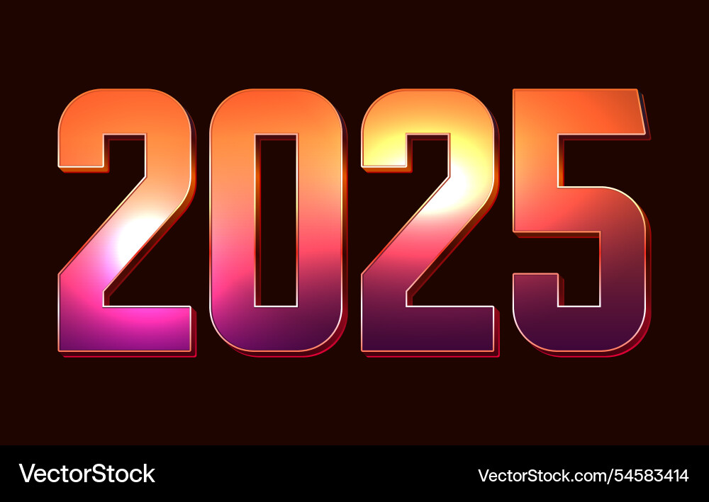 2025 happy new year text effect typography design Vector Image