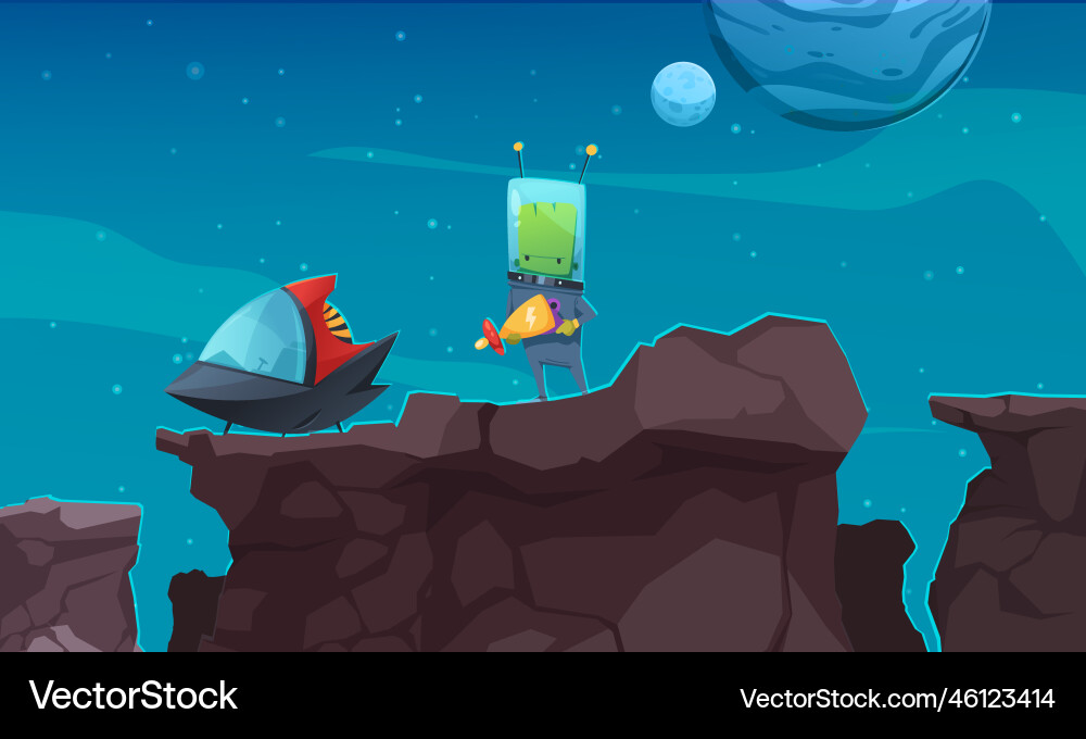 Alien cartoon background Royalty Free Vector Image