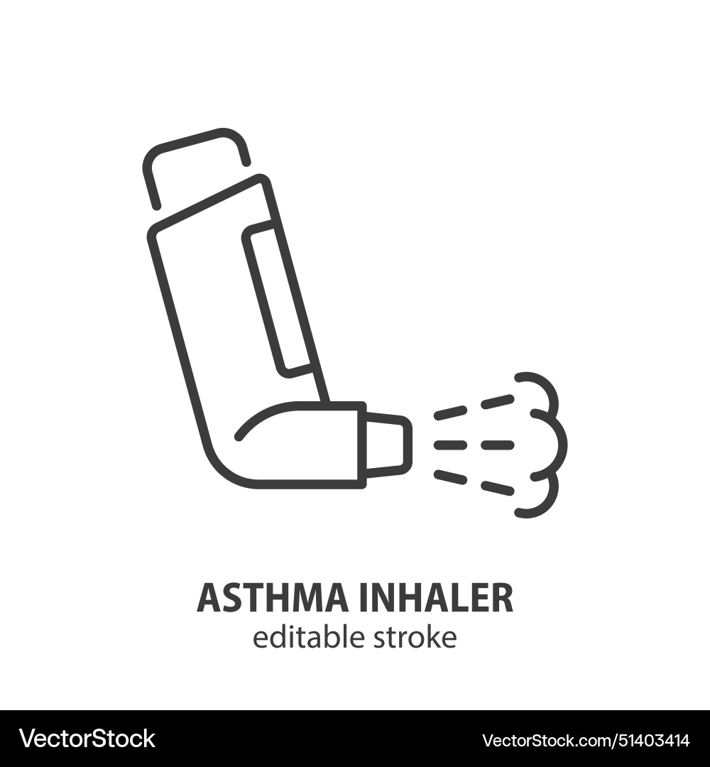 Asthma inhaler line icon lung inhalator outline Vector Image