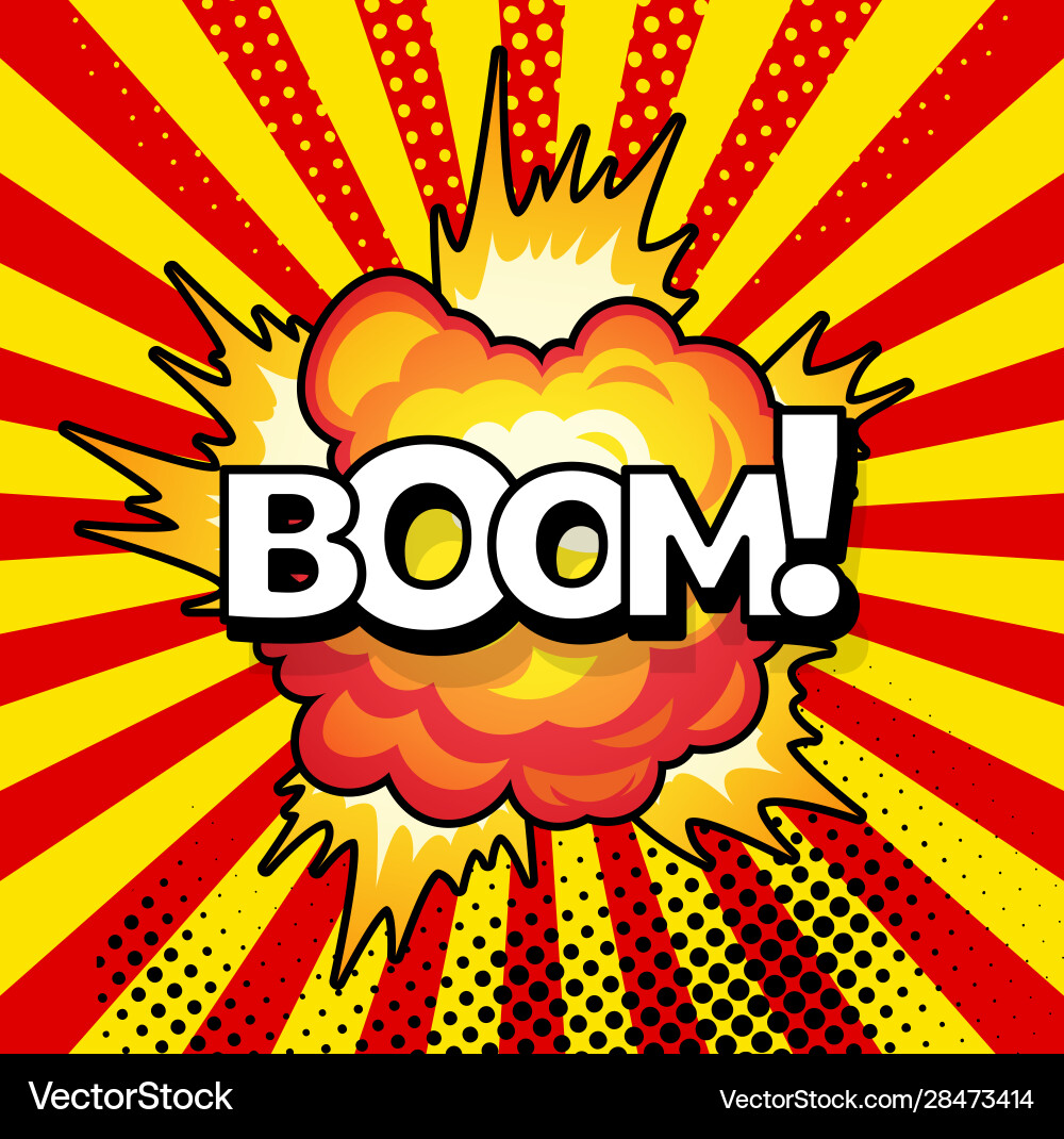 Cartoon boom explosion comic speech bubble Vector Image