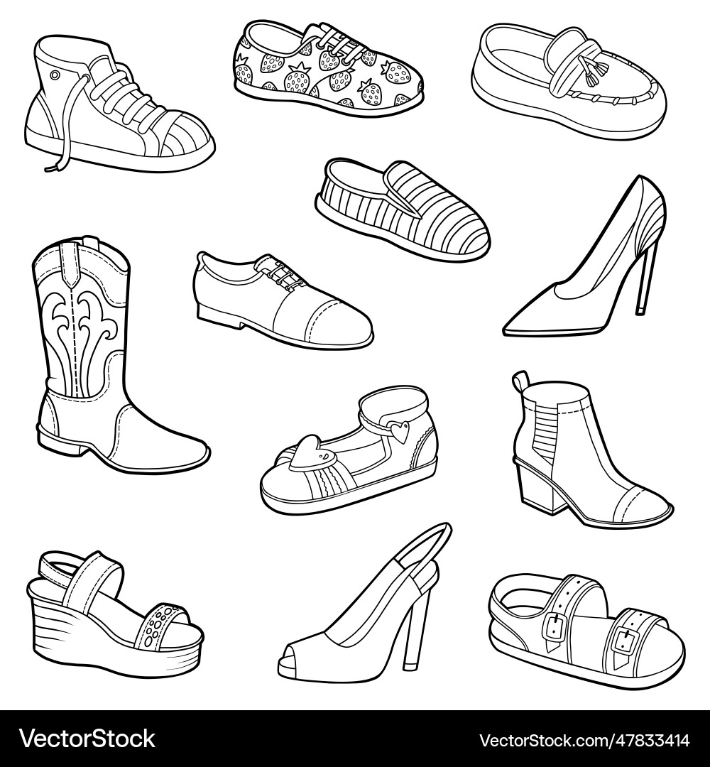 Cartoon Shoe Collection Royalty Free Vector Image