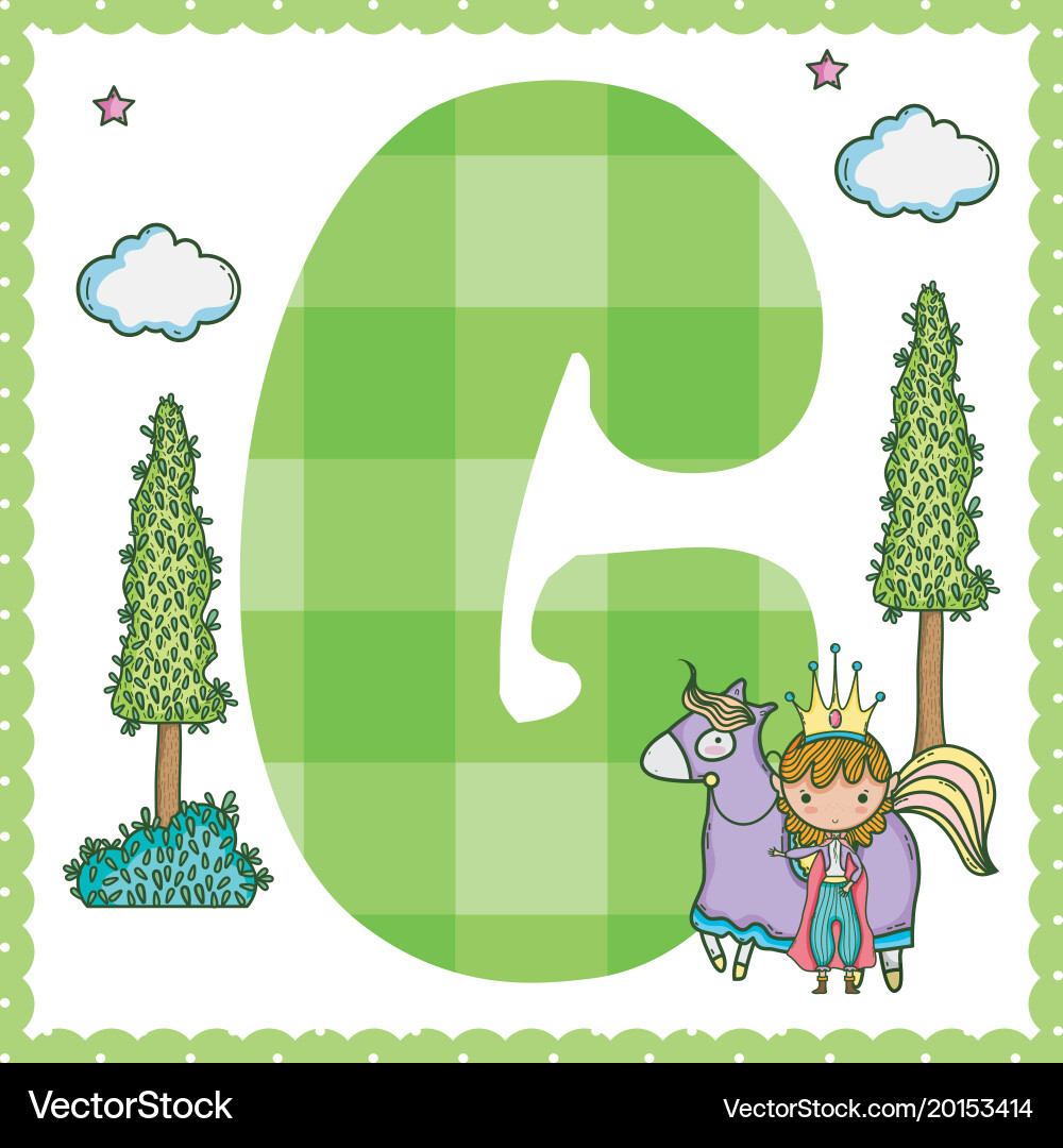 G alphabet letter for kids Royalty Free Vector Image