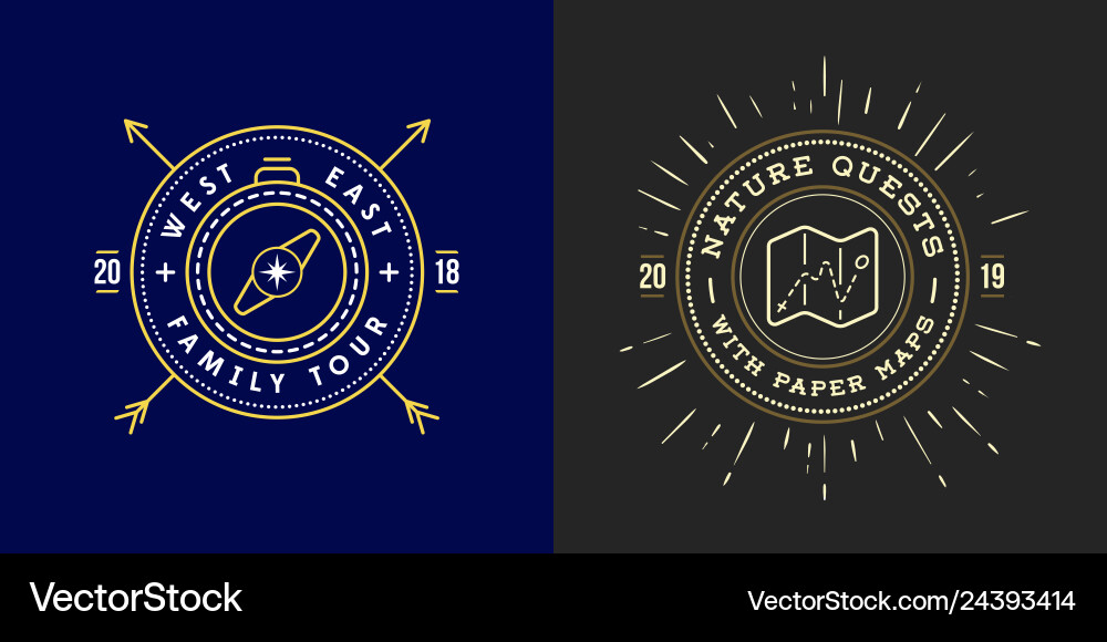 Hiking trail logo design set with typography Vector Image