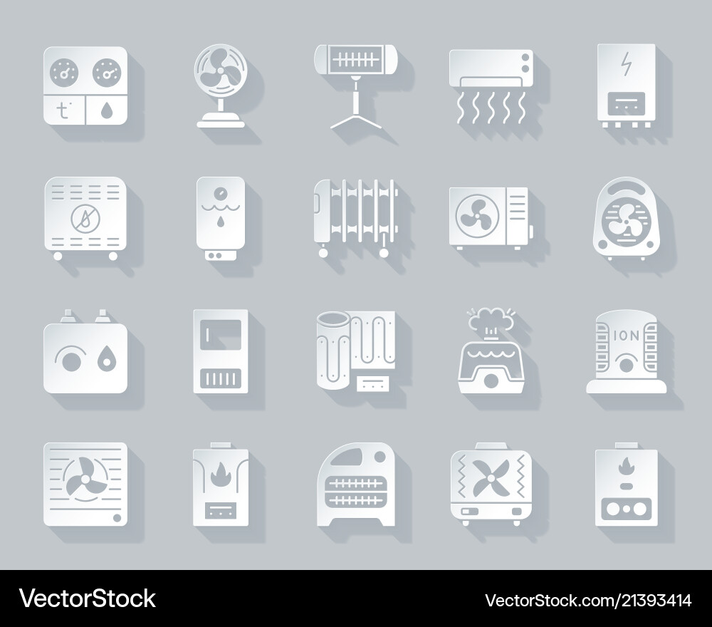 Hvac simple paper cut icons set Royalty Free Vector Image