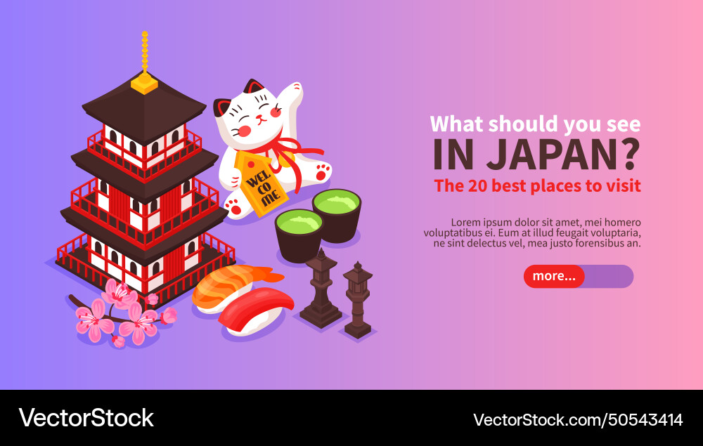 Japan travel horizontal banner Royalty Free Vector Image