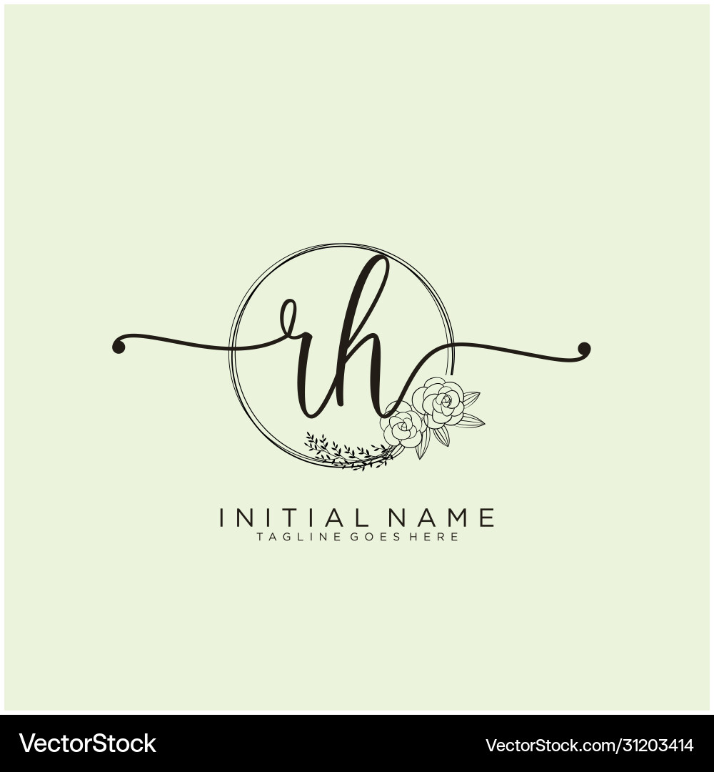 Letter initial rh beauty monogram and elegant Vector Image