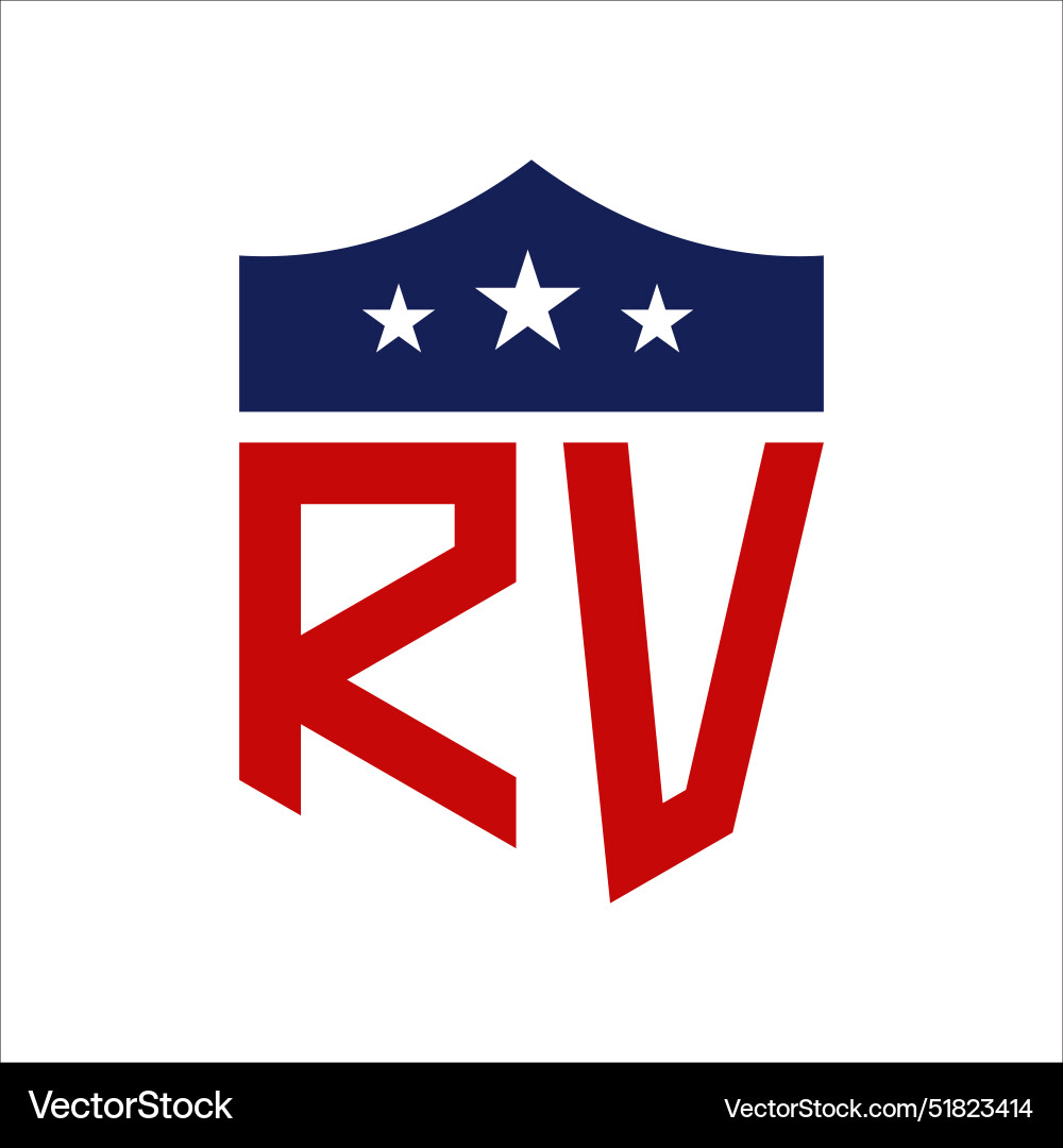 Patriotic rv logo design letter Royalty Free Vector Image