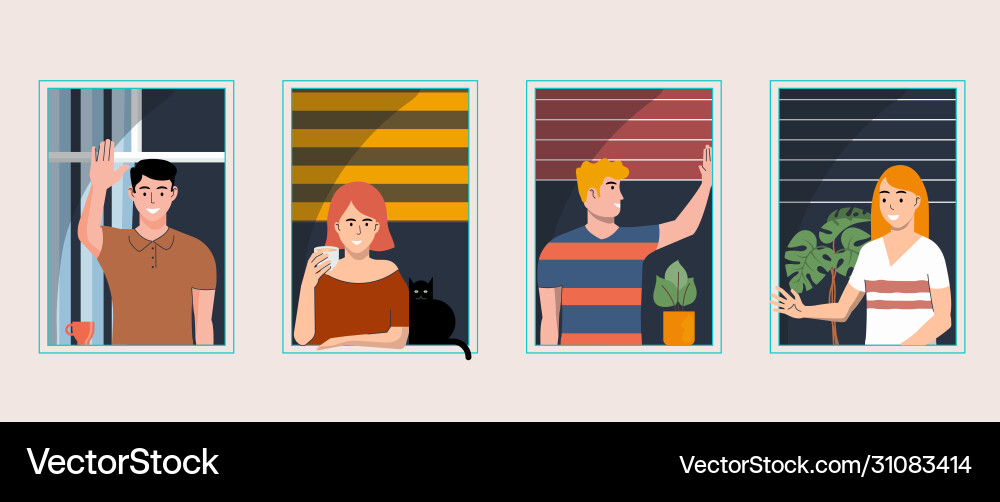 People at windows concept Royalty Free Vector Image