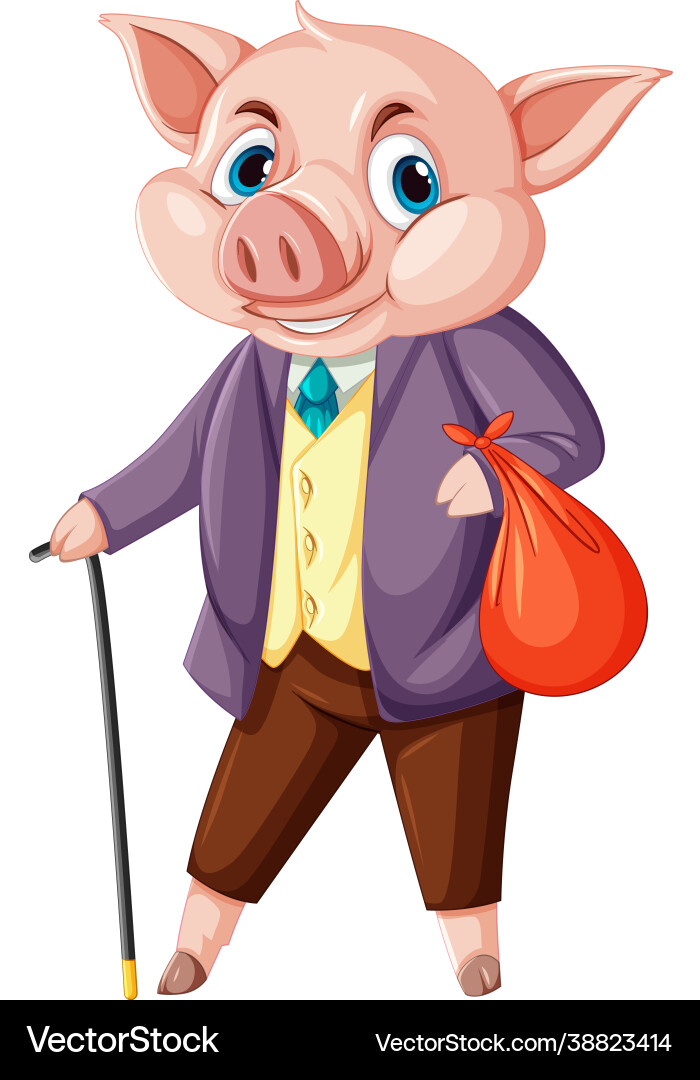 Peter rabbit concept with a pig wearing suit Vector Image