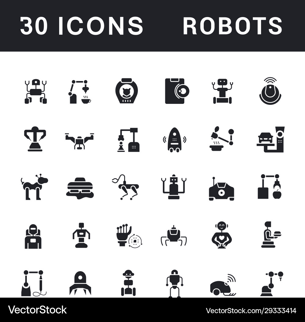 Set simple icons robot Royalty Free Vector Image