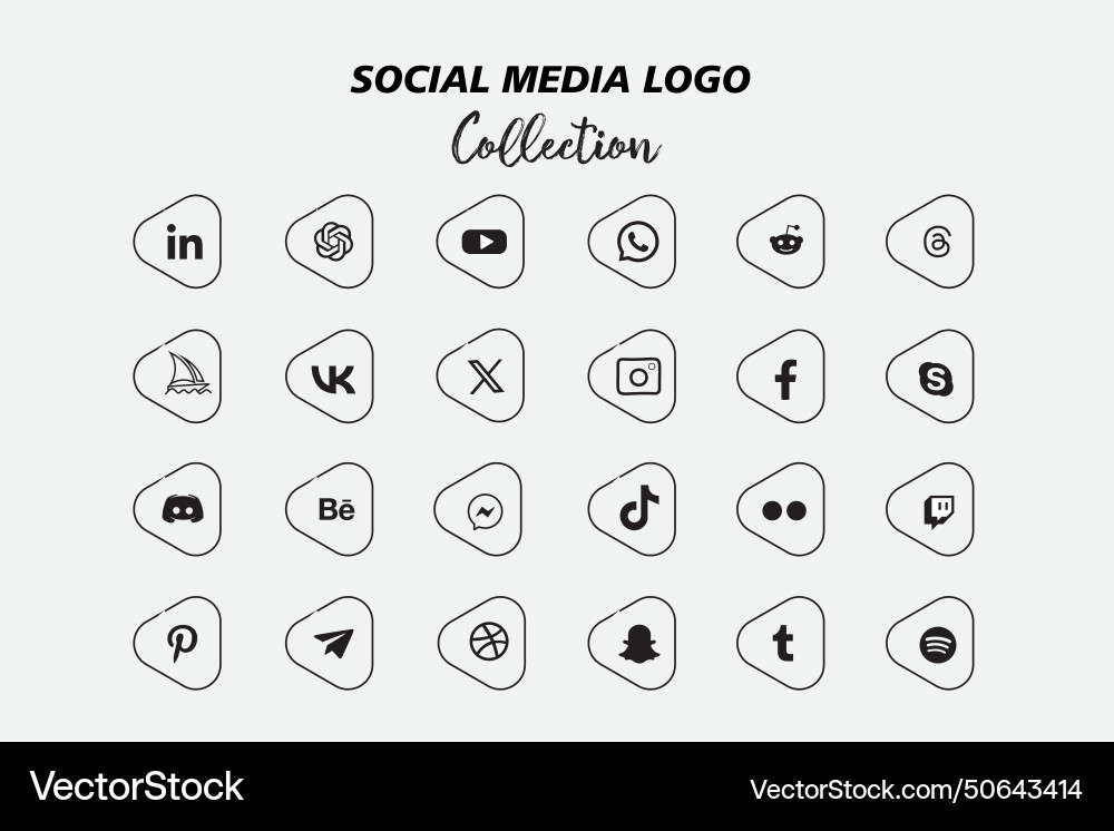 Social media icons collection Royalty Free Vector Image