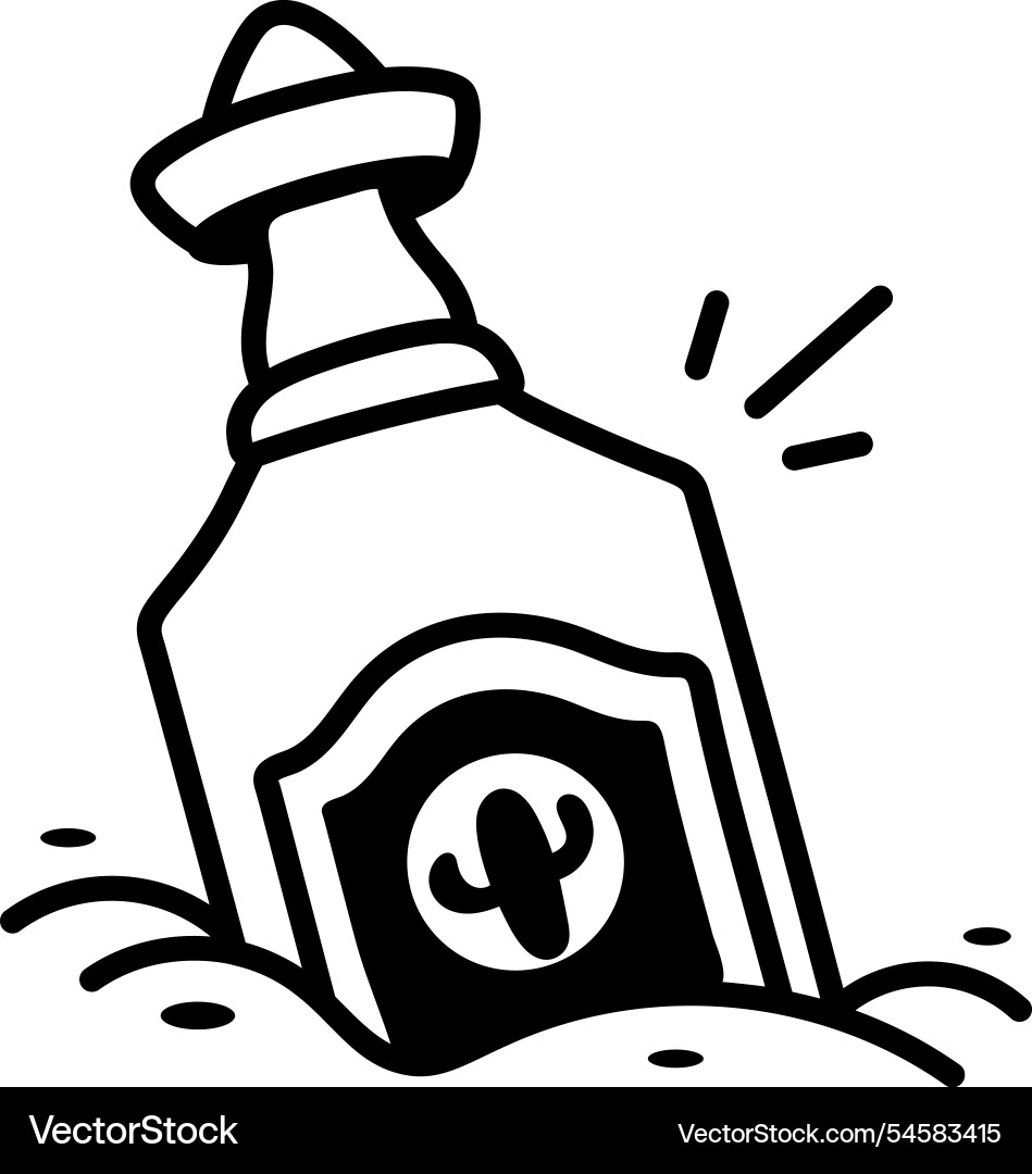 Basic vodka bottle icon in hand drawn style Vector Image