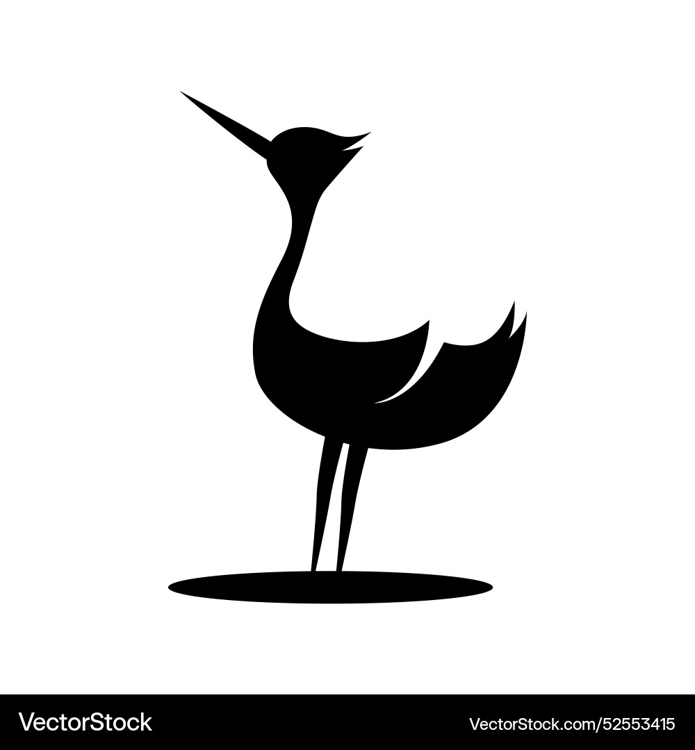 Black silhouette stork icon logo Royalty Free Vector Image