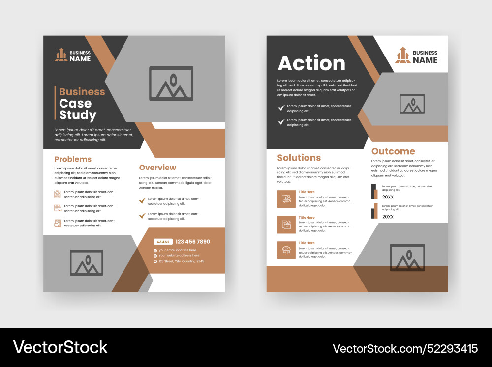 Business case study layout flyer Royalty Free Vector Image