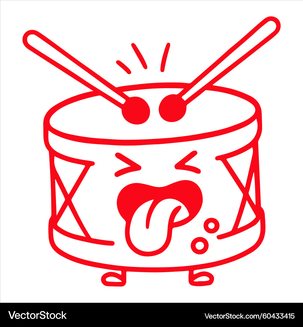 Cartoon Drum with Face Royalty Free Vector Image