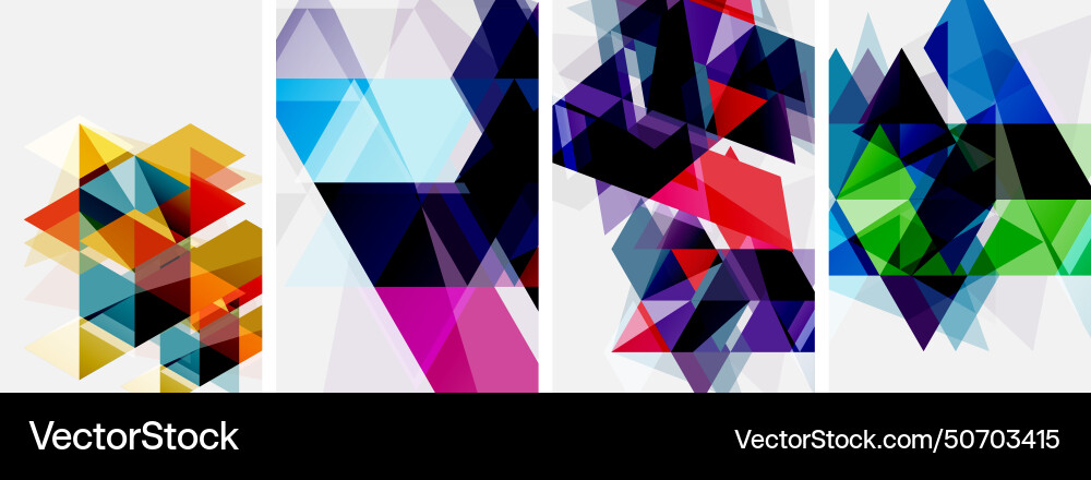 Colorful bright triangles with various colors Vector Image