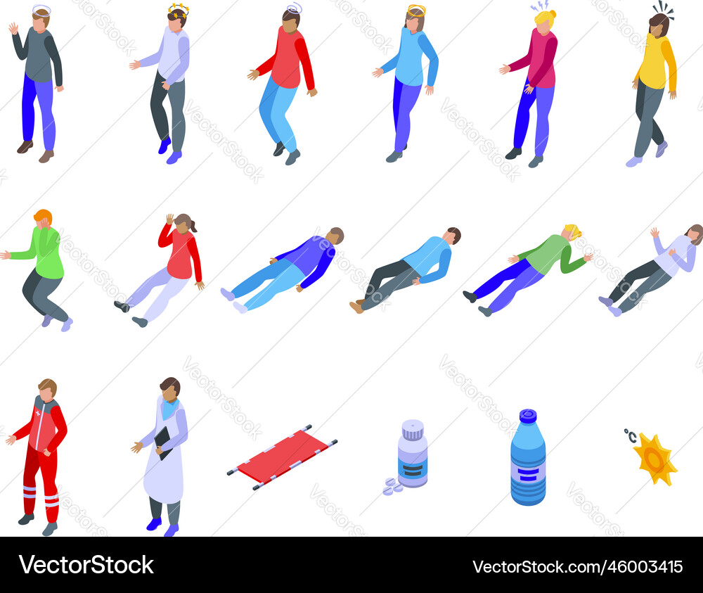 Fainting & Syncope Icons - Isometric Vector Image