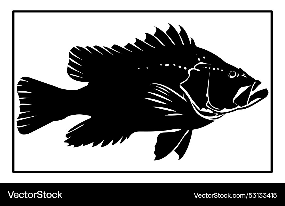 Grouper fish logo template silhouette Royalty Free Vector
