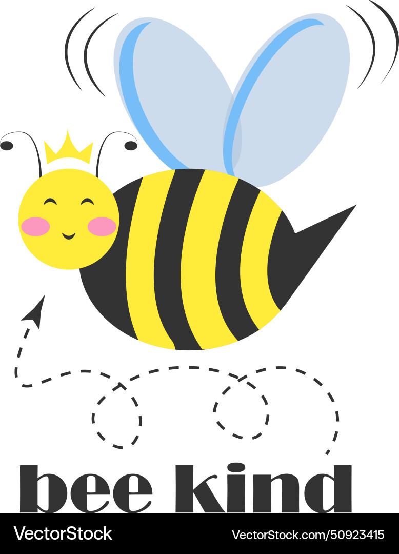Happy bee princess character with crown Royalty Free Vector
