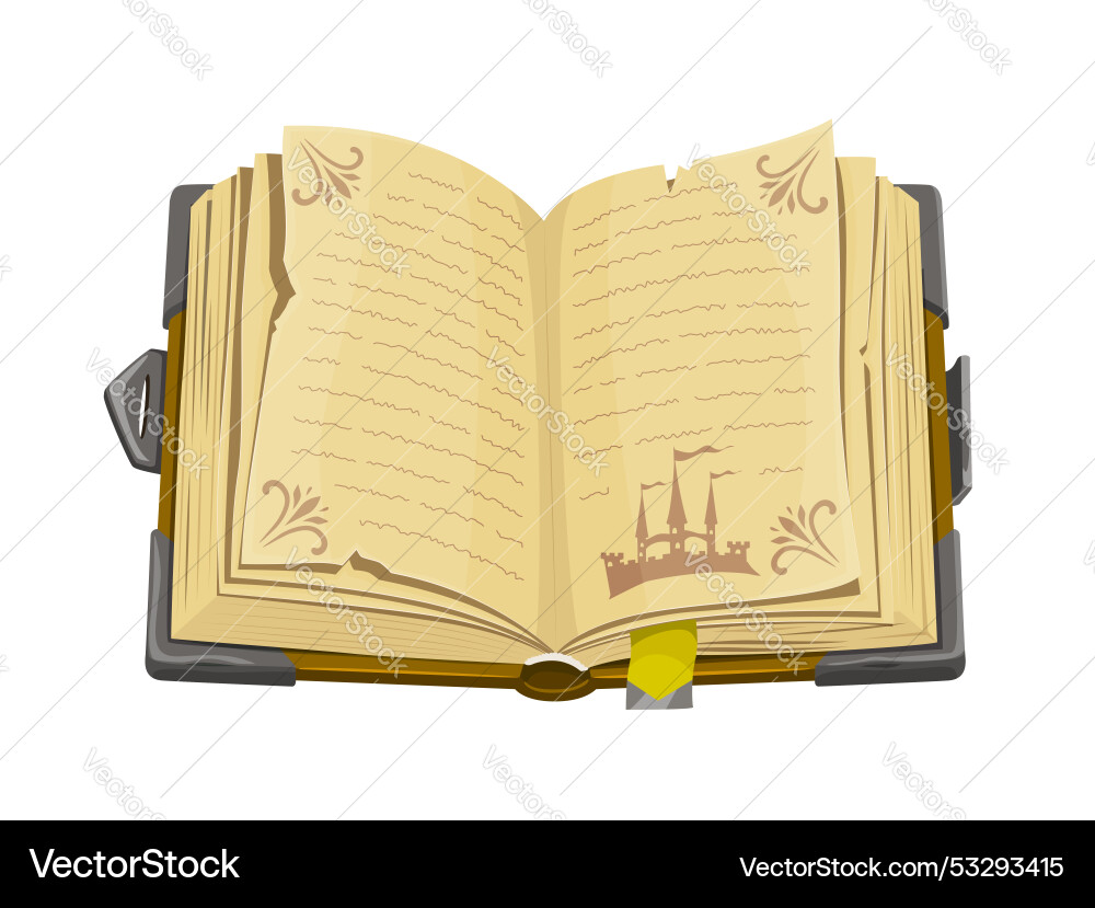 Medieval ancient manuscript magic spellbook book Vector Image