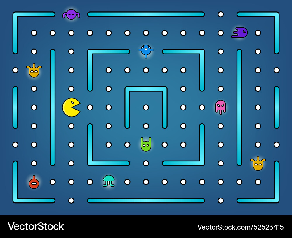 Retro arcade game background vintage computer Vector Image