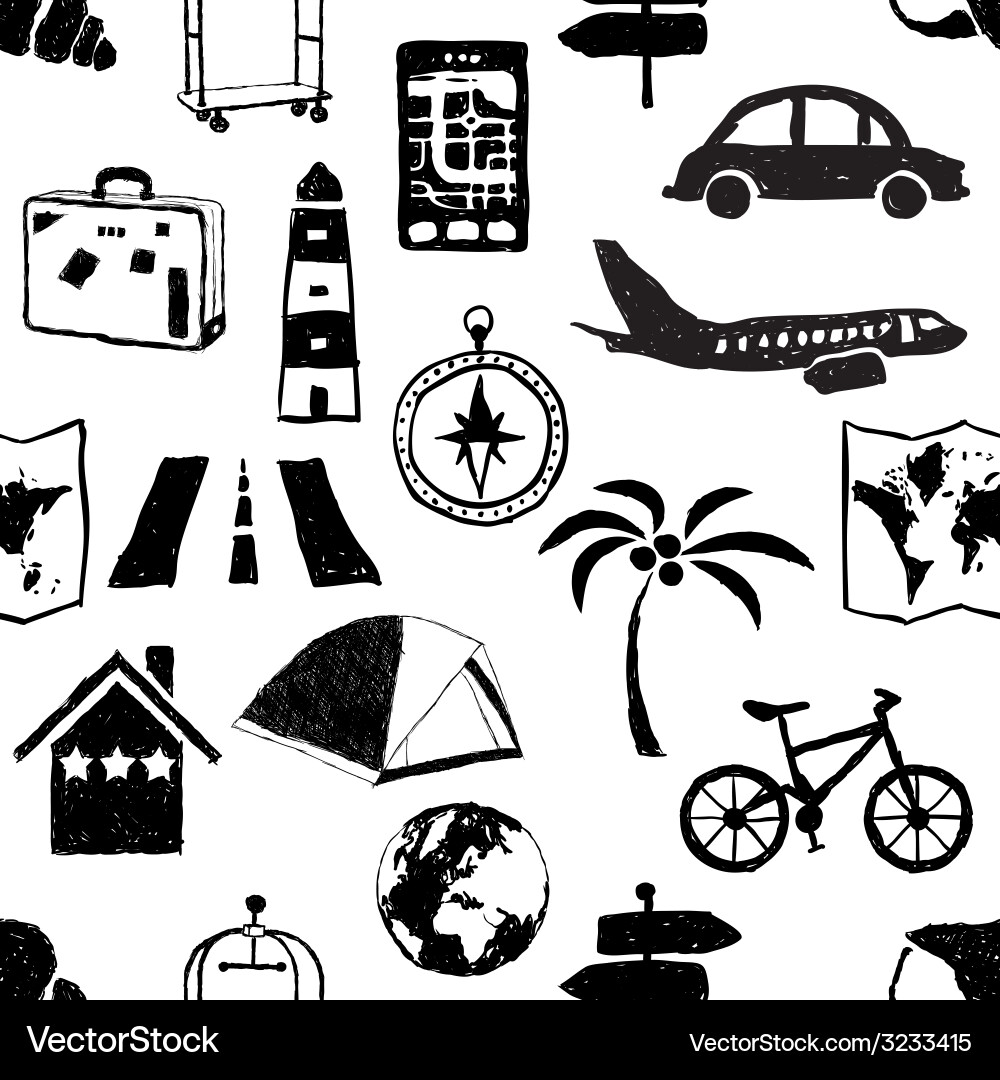 Seamless doodle travel pattern Royalty Free Vector Image