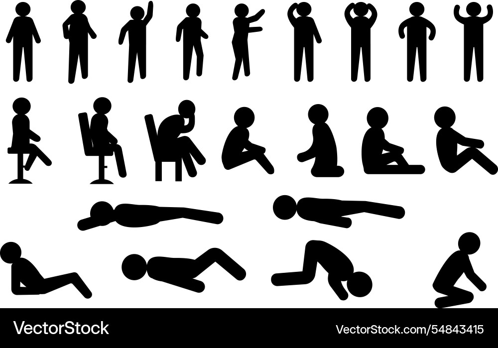 Stick figure stickman people person pose posture Vector Image