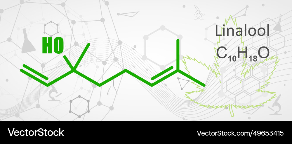 Structural chemical formula of linalool Royalty Free Vector