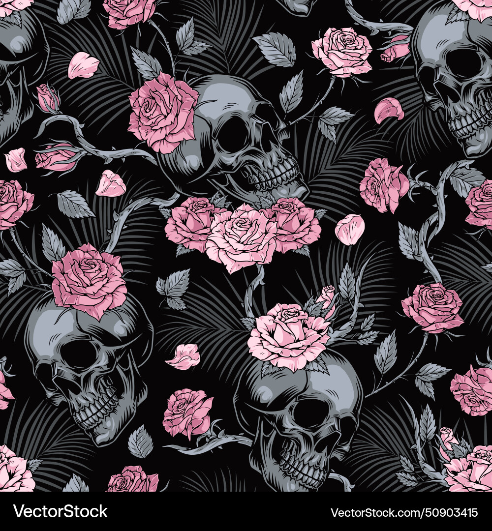 Tropical horror monochrome pattern seamless Vector Image