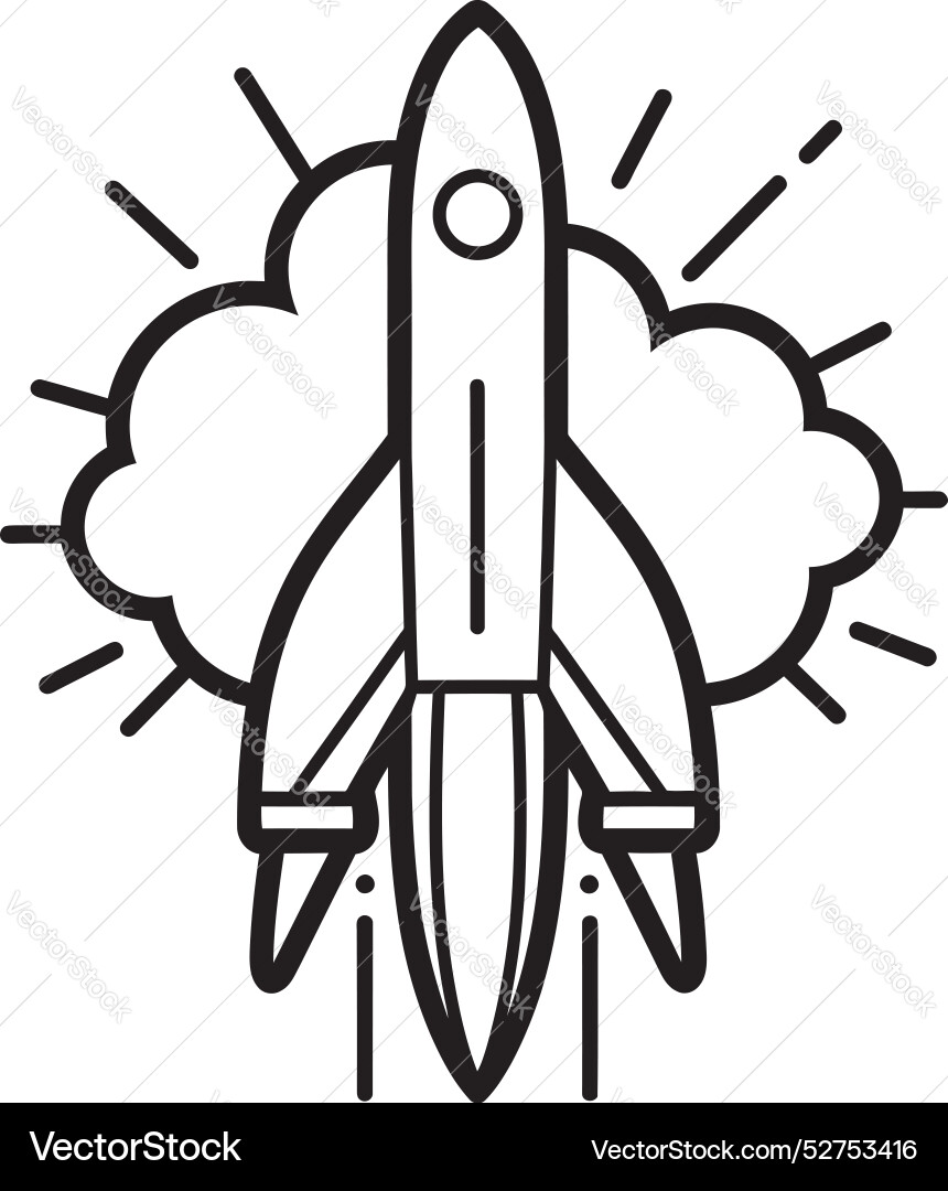 Celestial conqueror rocket lineart iconic symbol Vector Image