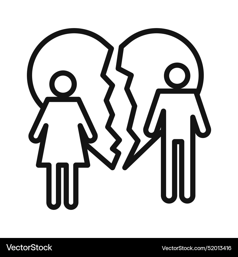 Divorce icon black line art Royalty Free Vector Image