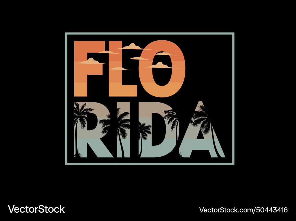 Florida retro design landscape Royalty Free Vector Image