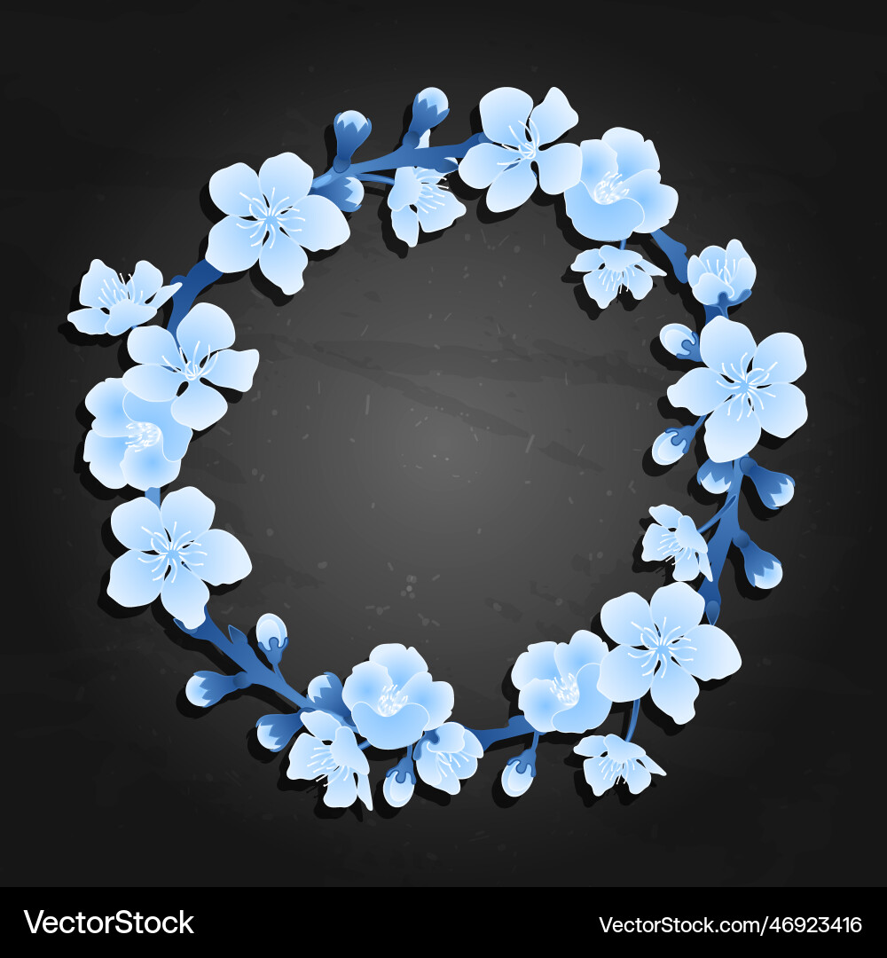 Graphic sakura wreath Royalty Free Vector Image