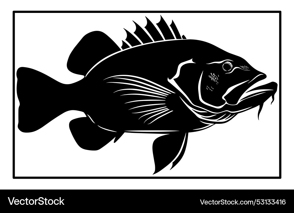 Grouper fish logo template silhouette Royalty Free Vector