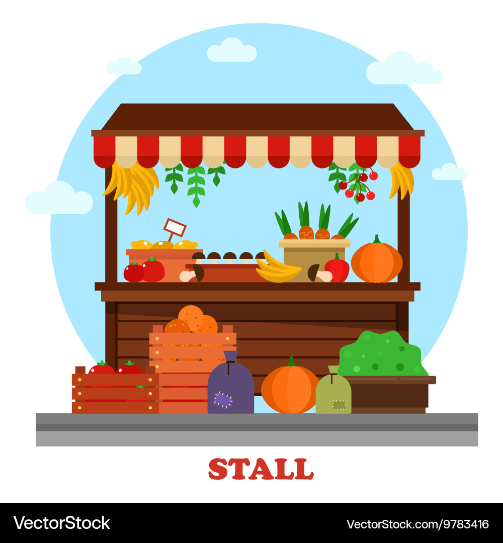 Market bazaar stall or food counter Royalty Free Vector