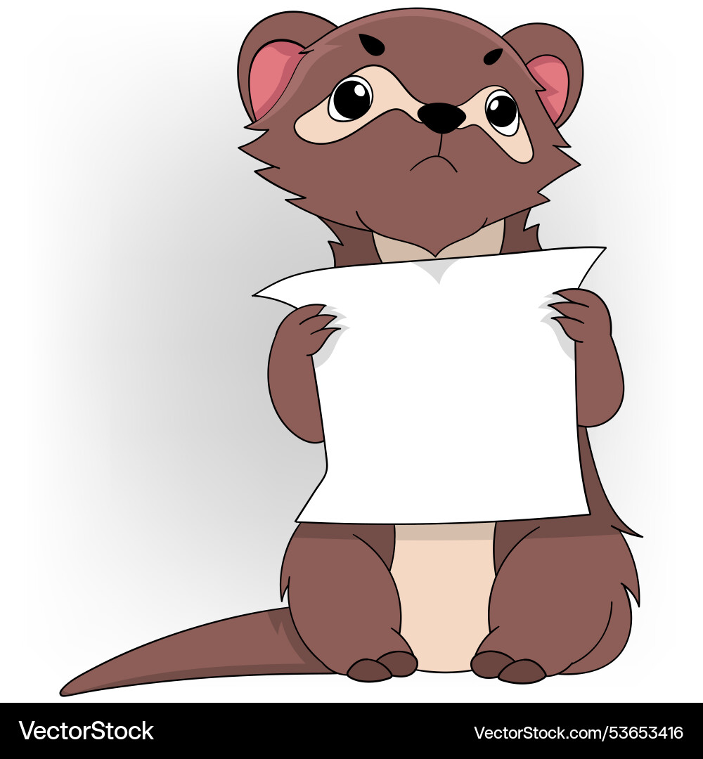 Mongoose is standing holding blank paper template Vector Image
