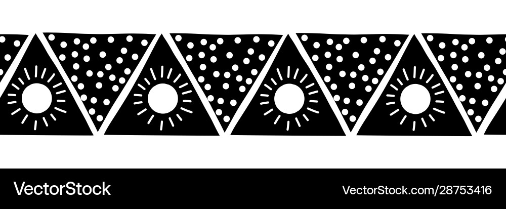 Monochrome seamless border triangles boho Vector Image