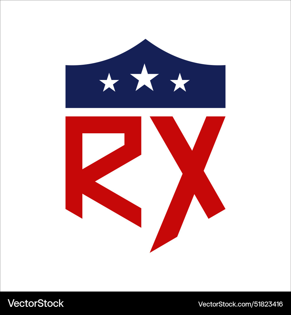 Patriotic rx logo design letter Royalty Free Vector Image